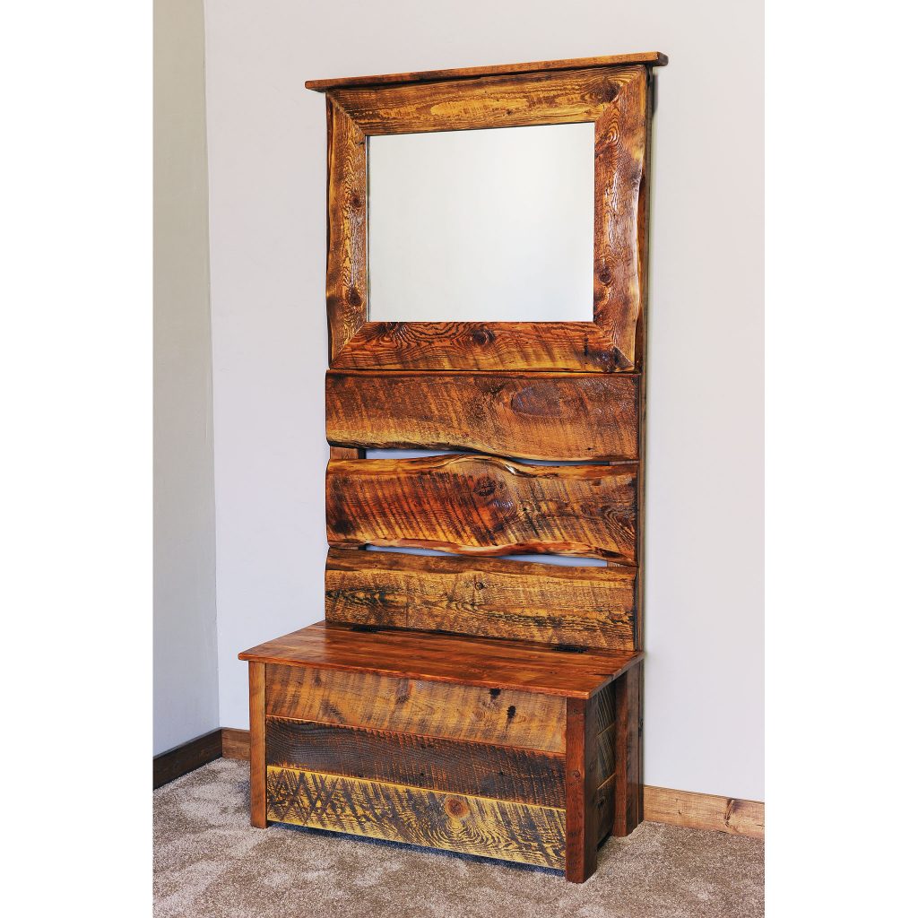 Barnwood Hall Tree With Mirror | Four Corner Furniture | Bozeman MT