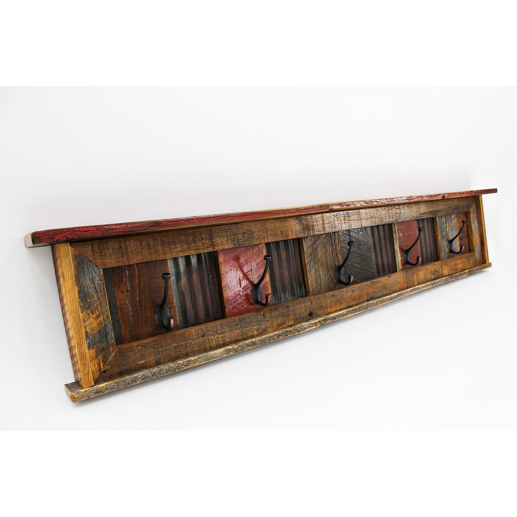 Reclaimed Barnwood Wall Mounted Coat Rack With Shelf-Arizona | Four ...