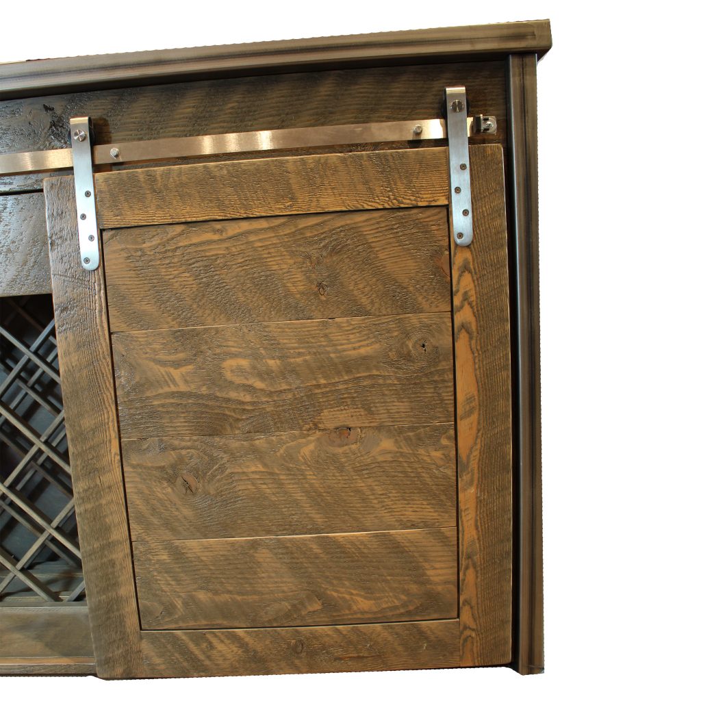 Wood And Metal Sliding Door Wine Cabinet | Four Corner Furniture ...