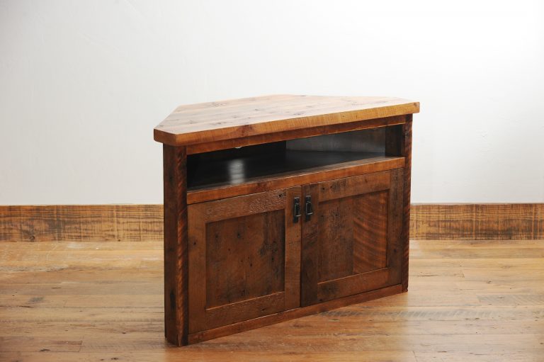 Rustic Wood Corner TV Stand With Storage | Four Corner Furniture ...