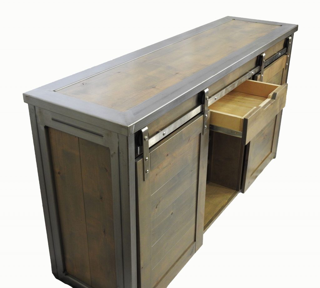 Modern Industrial Sliding Door Wine Cabinet | Four Corner Furniture ...